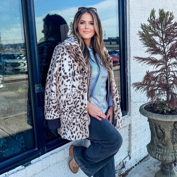 CAbi | Jackets & Coats | Cabi 4874 Leopard Coat Fall 225 Medium Euc ...